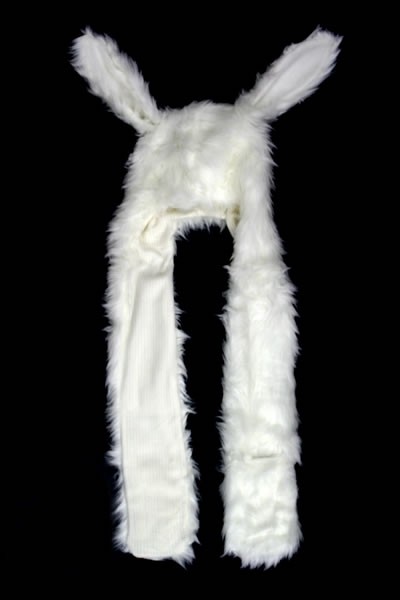 Floppy Ear White Rabbit Hat And Scarf With Mittens - Neatorama